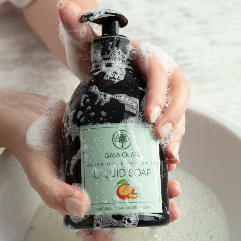 Gaia Oliva Set of 2 Liquid Hand Soap Olive Oil, Sulfate Free, Paraben ...