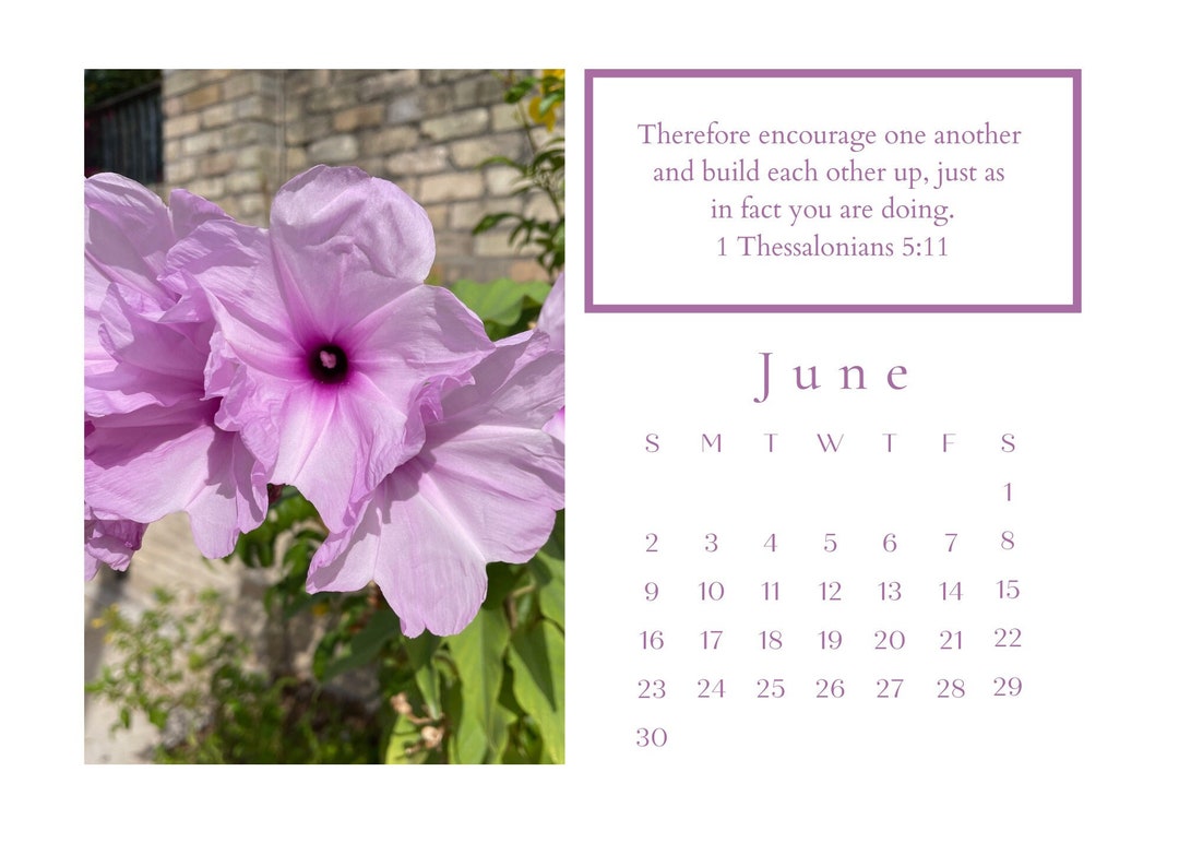 Printable Monthly Desk Calendar Floral With Bible Verses - Instant ...