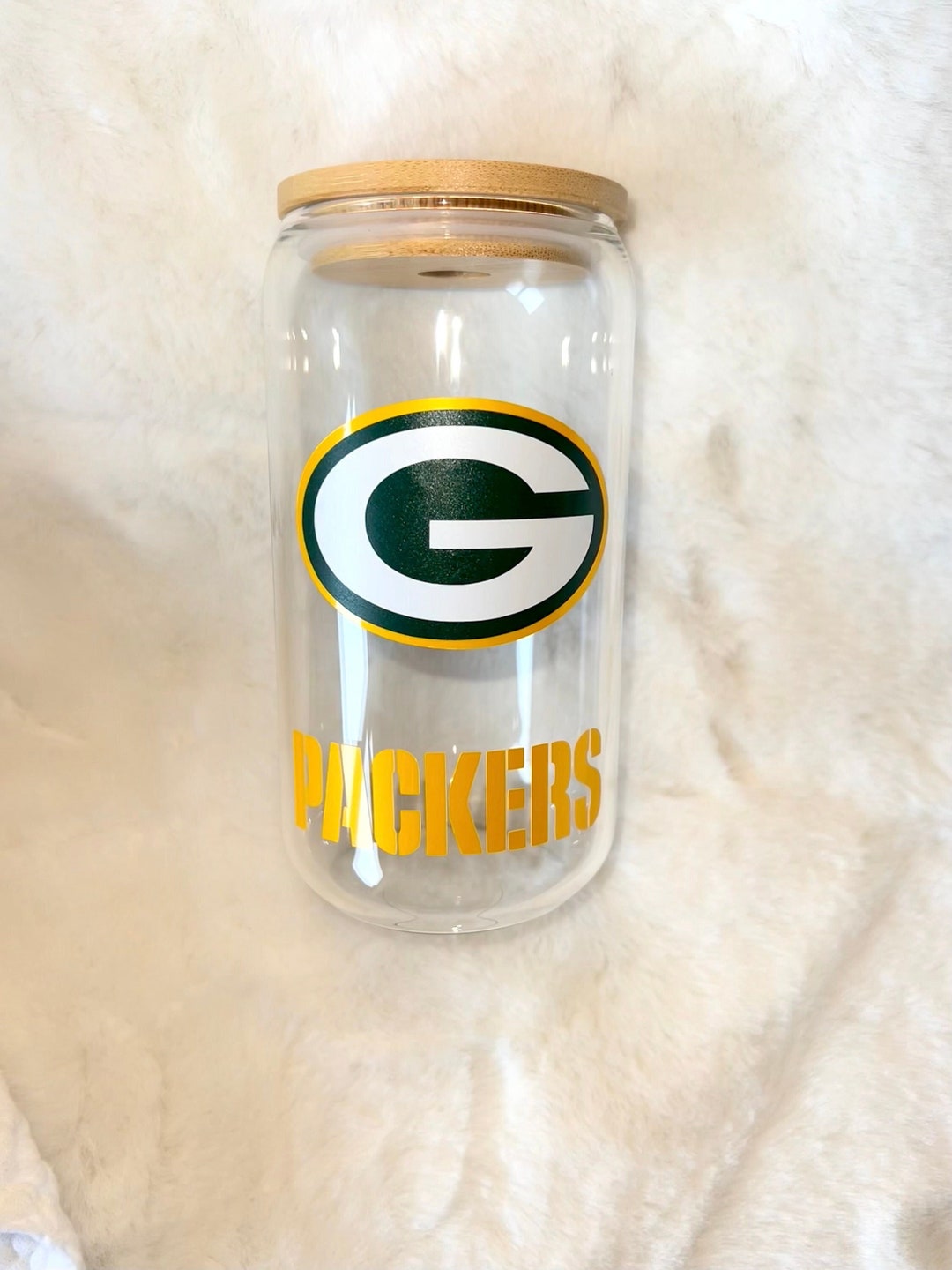 Green Bay Packers Libbey Glass Cup 16oz, 20oz, 24oz With Straw & Lid - Etsy