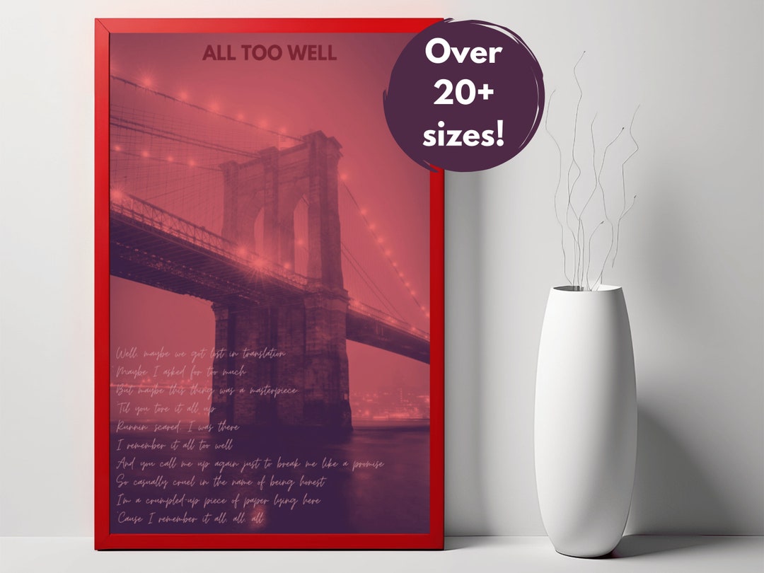 Taylor All Too Well Poster Red Era All Too Well Merch Red - Etsy.de
