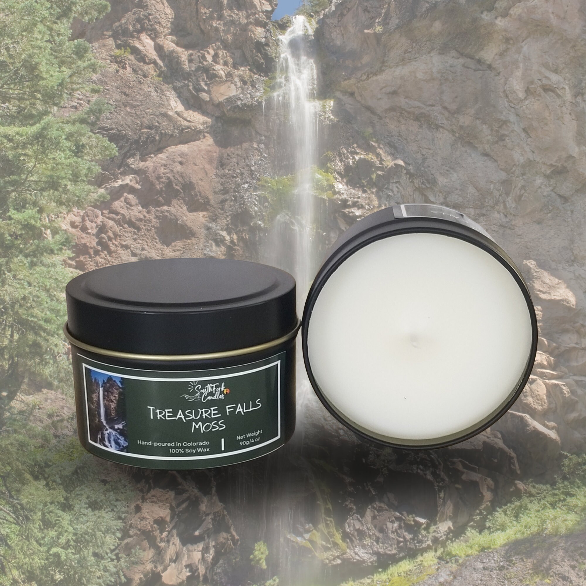 Oakmoss Scented Candle - Treasure Falls Moss | Soy Blend Wax | Tin ...