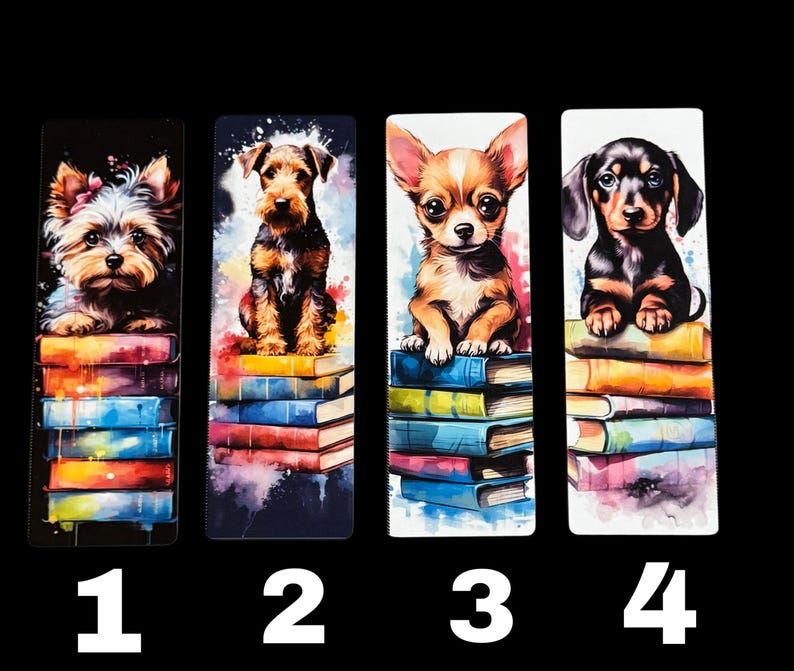 Laminated Puppy Bookmark: Watercolor Dog on Books - Etsy