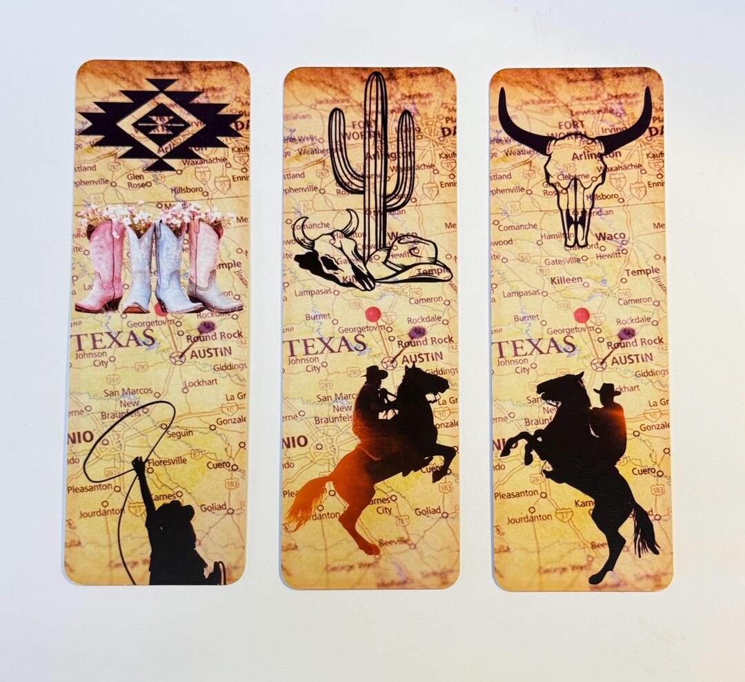 Cowboy Bookmark Set • Vintage Map, Ranch Art, Western Reader Gift - Etsy