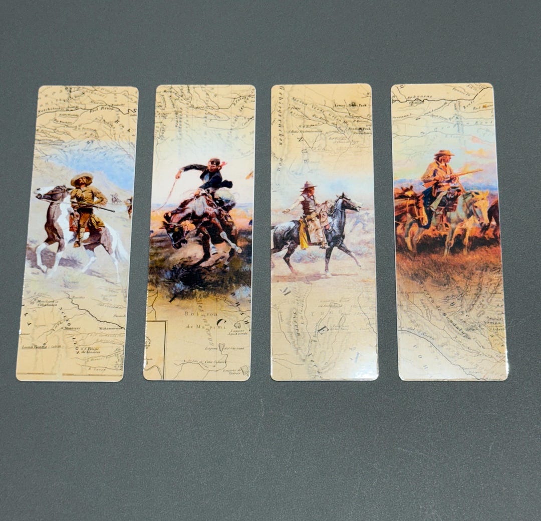 Cowboy Bookmark Set • Vintage Map, Ranch Art, Western Reader Gift - Etsy