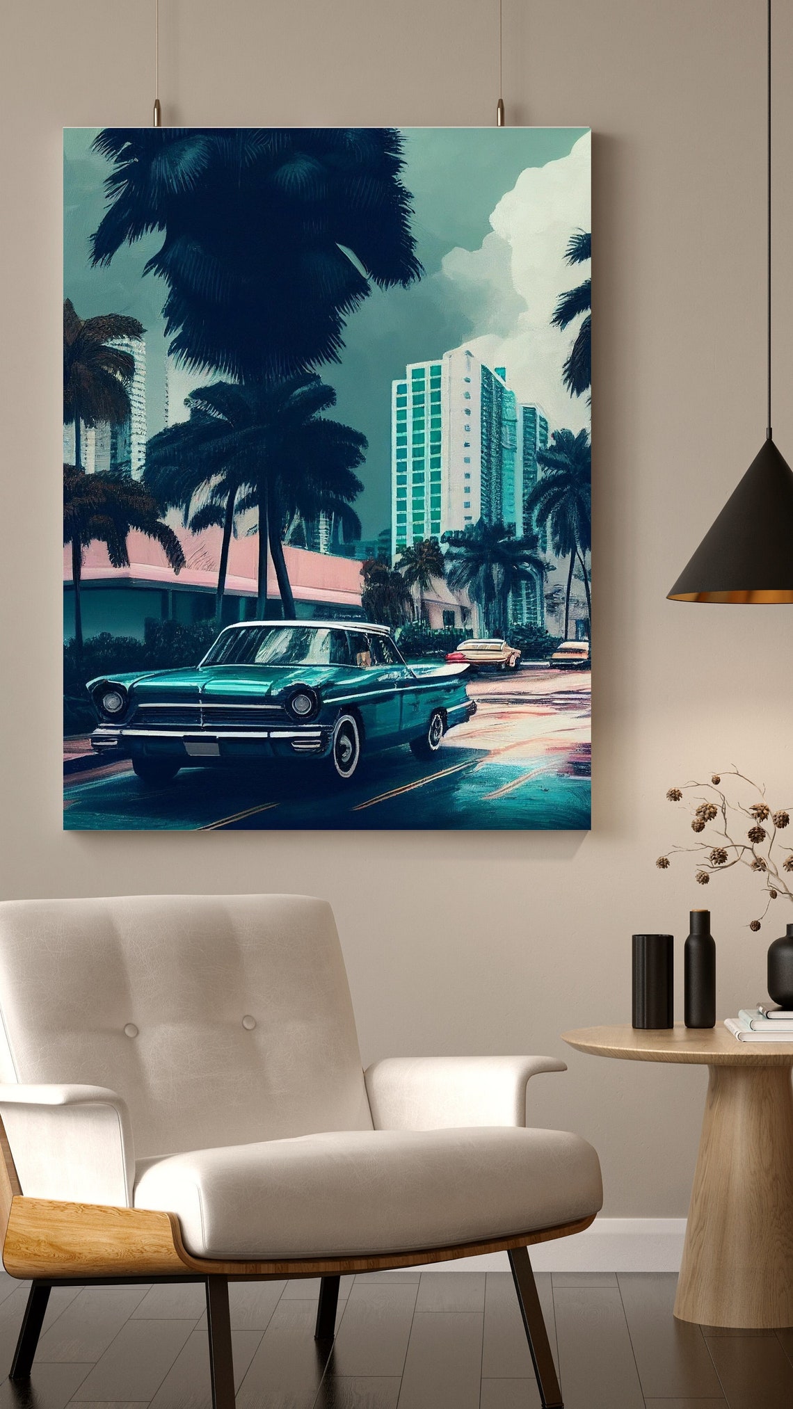 1980's Miami Printable Canvas Wall Art - Etsy