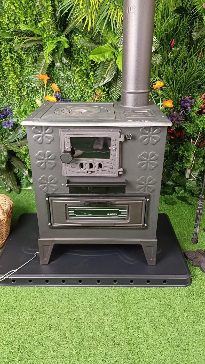 Cast Iron Wood Stove With Oven: Compact Cabin Heater & Cooker - Etsy