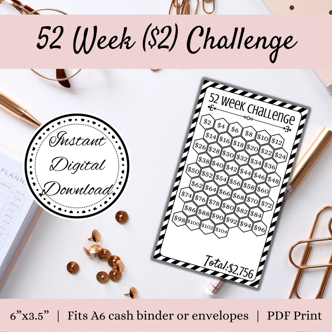 Fifty Two Week Savings Challenge Printable Savings Challenge Budget ...