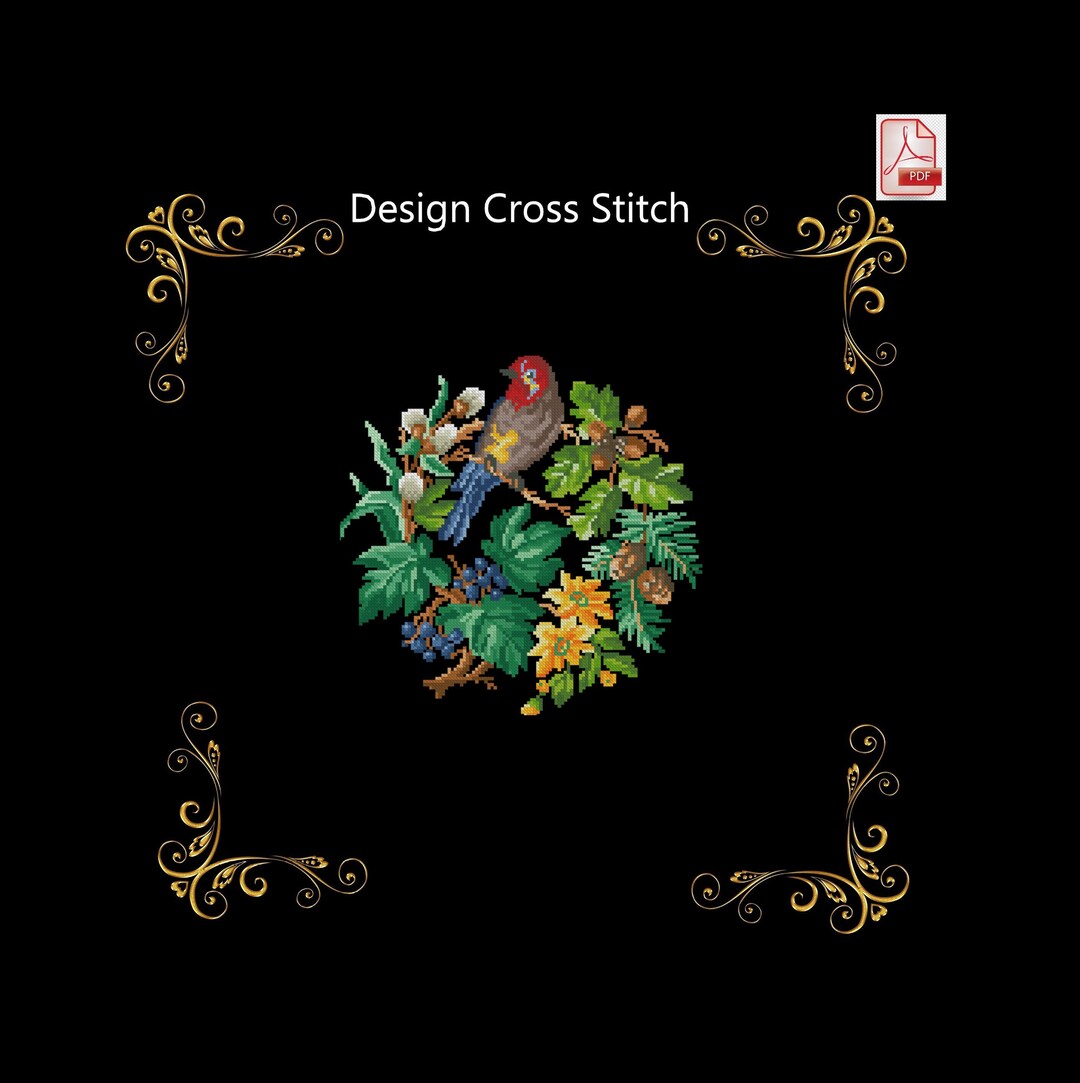 Cross Stitch Pattern Bird and Acorns Cross Stitch Pattern - Etsy