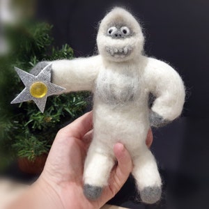 Christmas Tree Topper Felted Bigfoot Vintage Christmas Ornament Wool ...