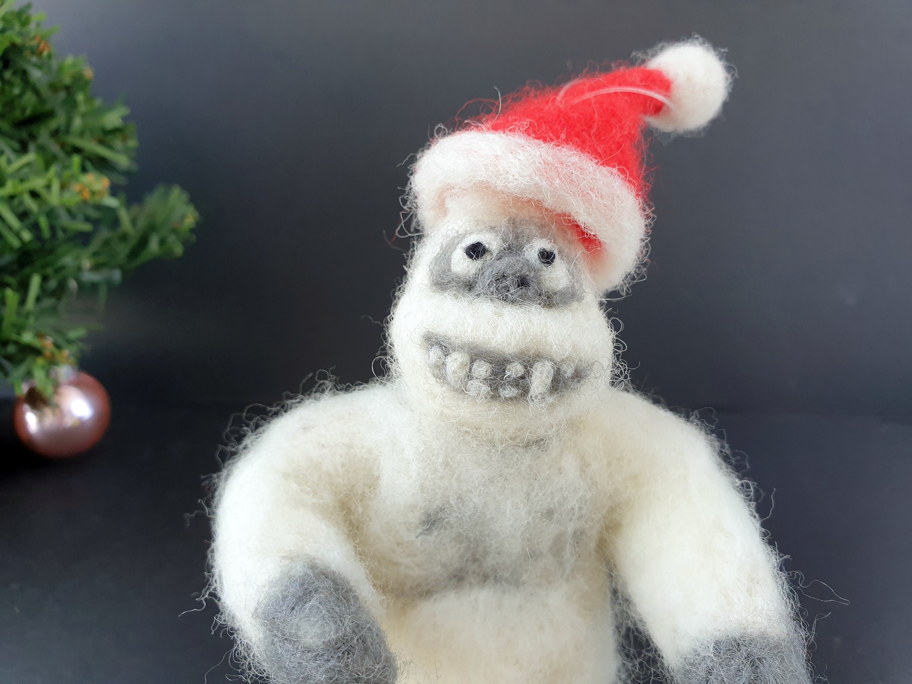 Christmas Tree Topper Felted Bigfoot Vintage Christmas Ornament Wool ...