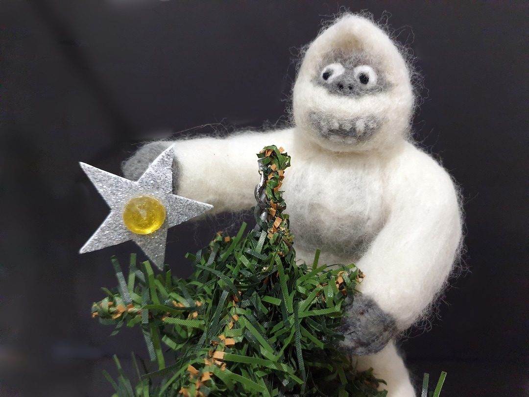 Christmas Tree Topper Felted Bigfoot Vintage Christmas Ornament Wool ...