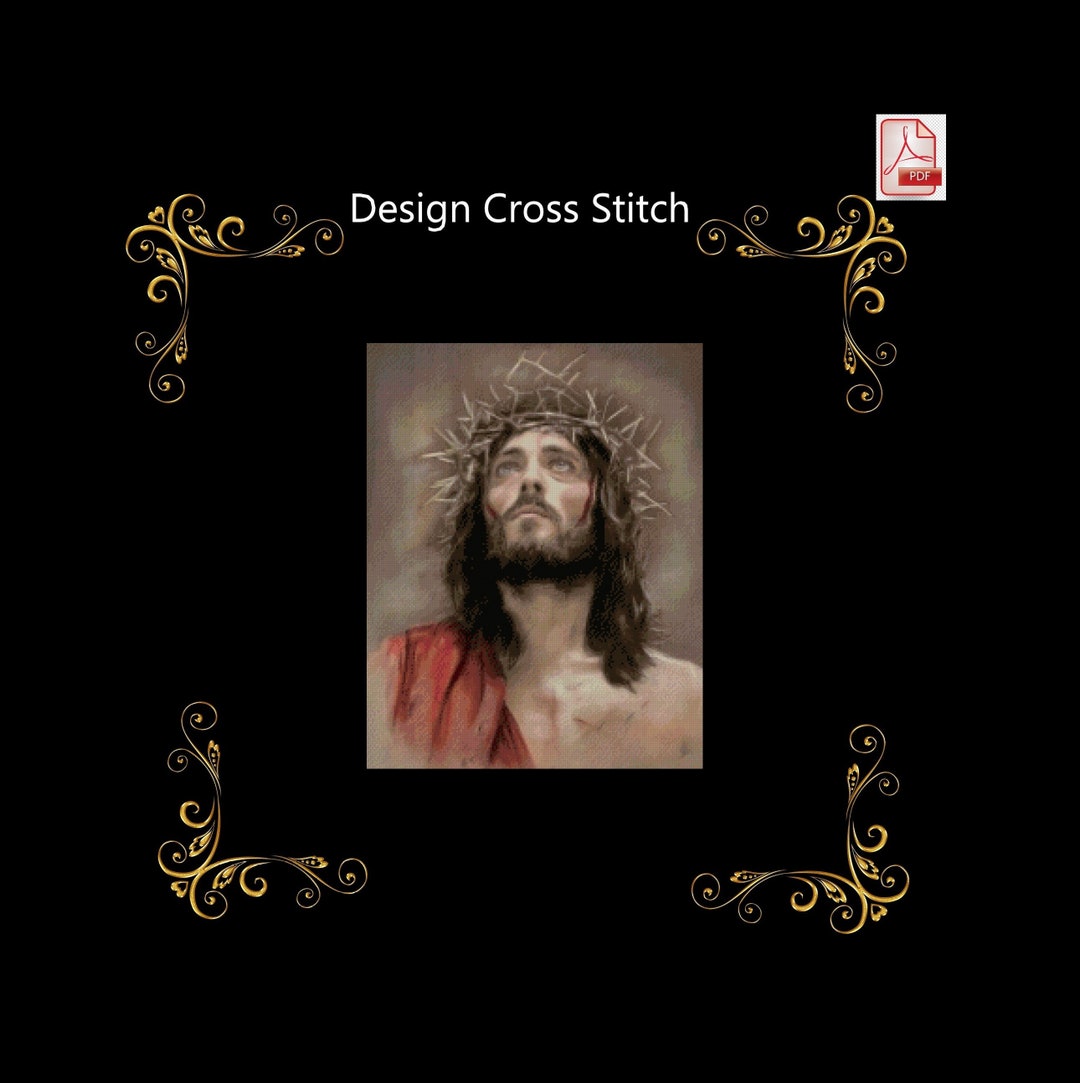 Embroidery Pattern Saint Jesus Christ in the Crown of Theron - Etsy