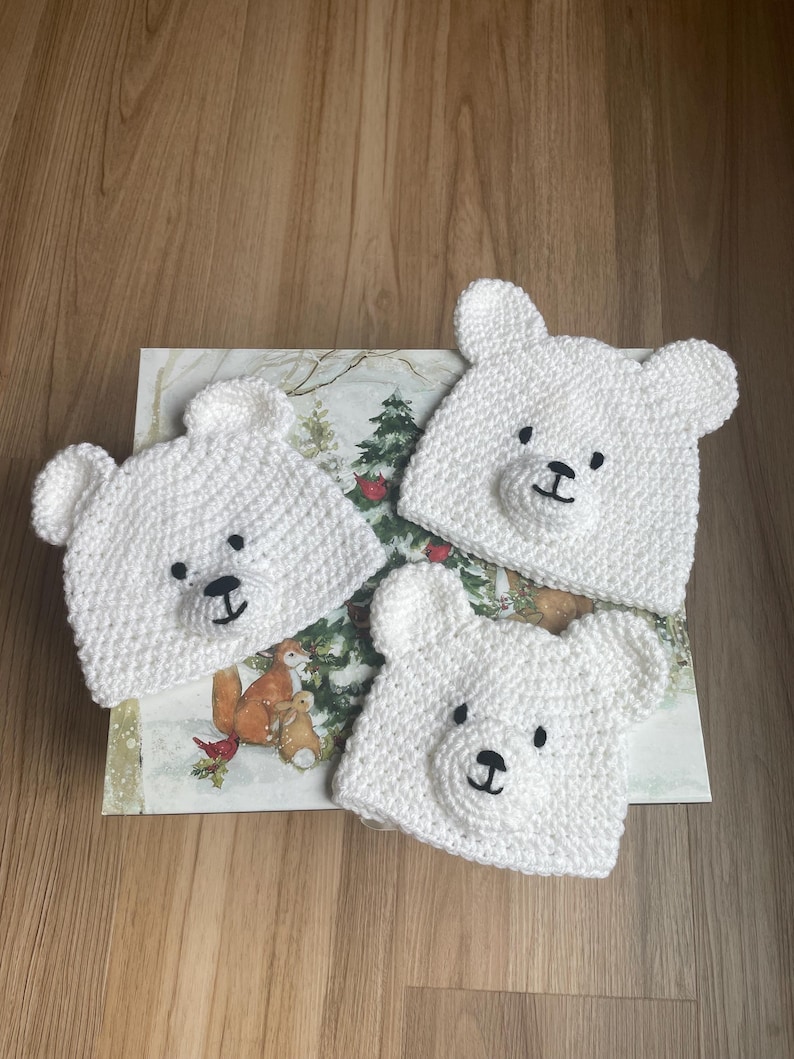 Crocheted Polar Bear Baby Hats - Etsy