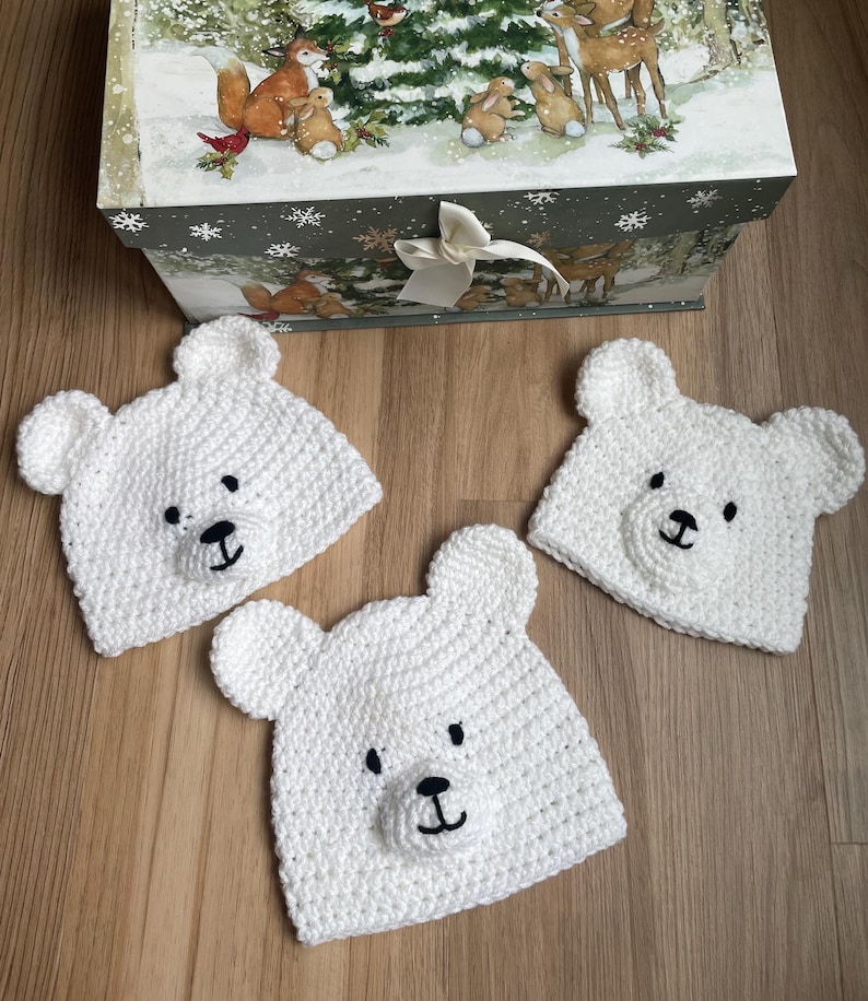 Crocheted Polar Bear Baby Hats - Etsy