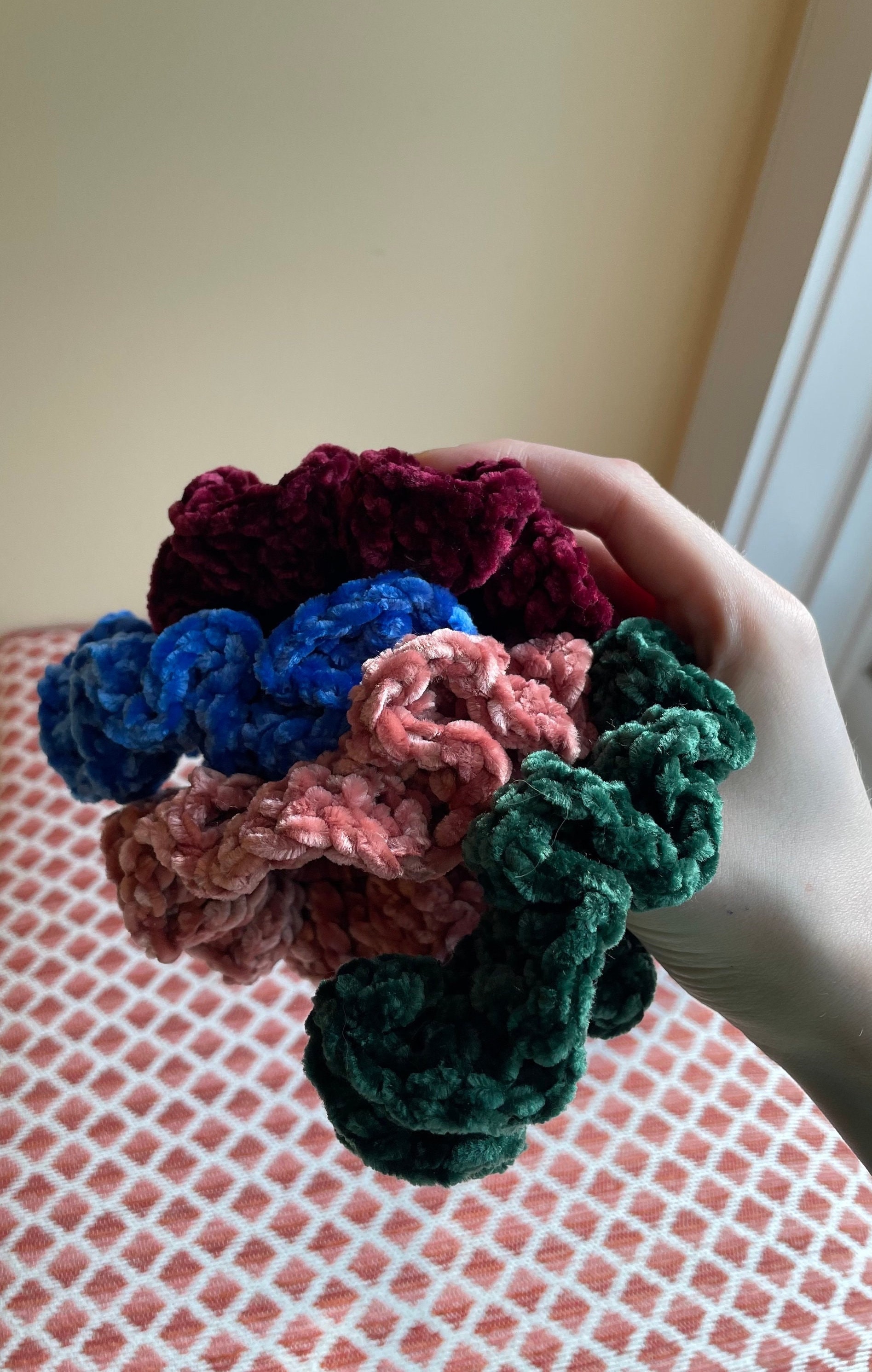 Handmade Crocheted Velvet Scrunchies - Etsy