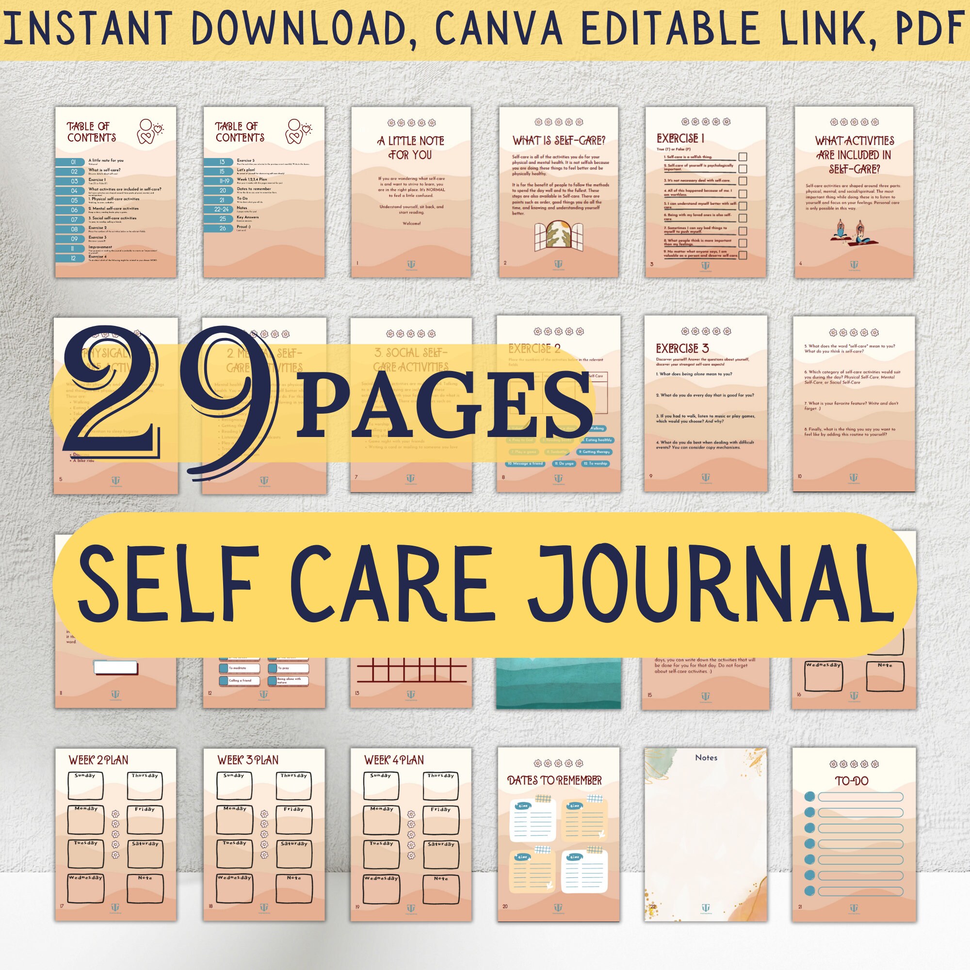 Self Care Journal Printable Self Care Planner Self Love Template Self ...