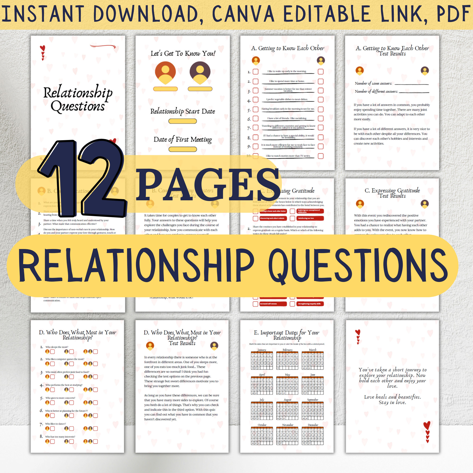 Relationship Questions - Therapy Games - Couple Counseling - Printables ...