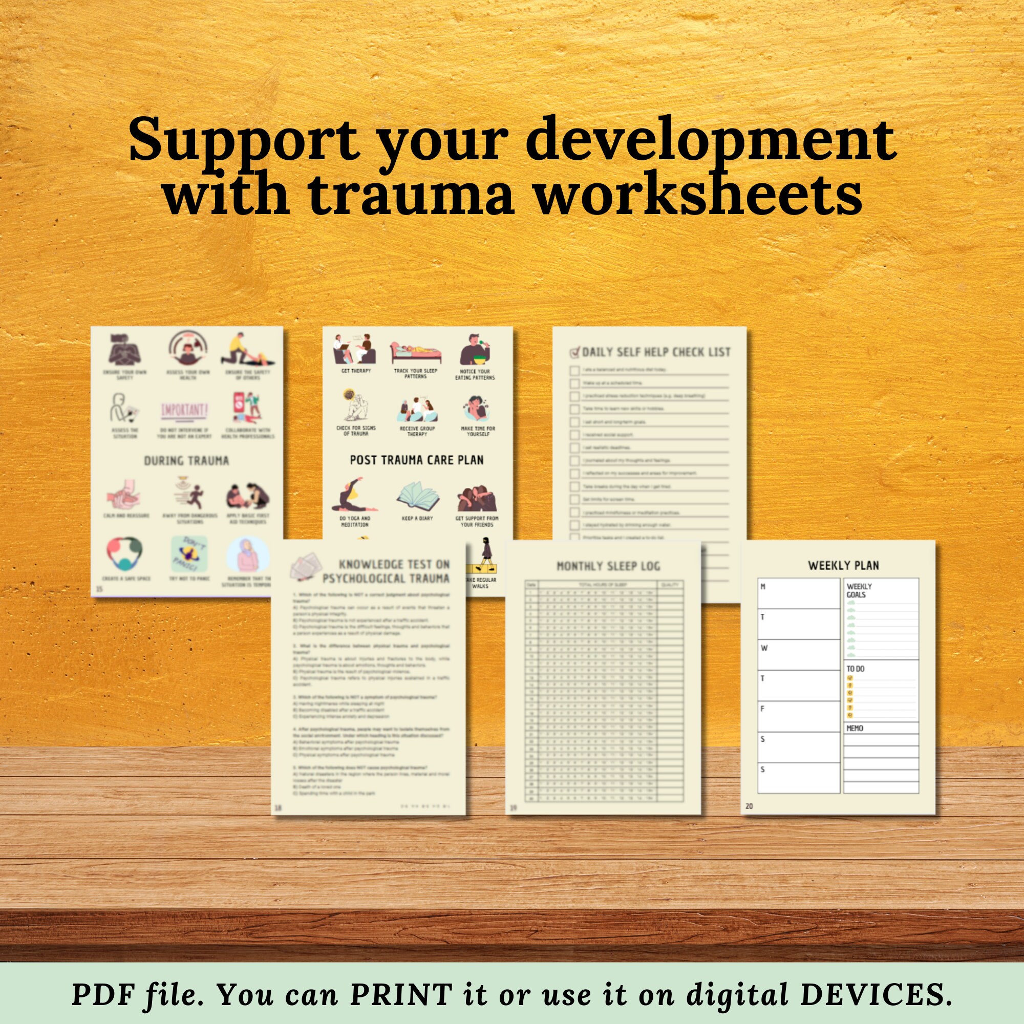 Trauma Worksheet Bundle: PTSD Coping Skills & Healing Journal Editable ...