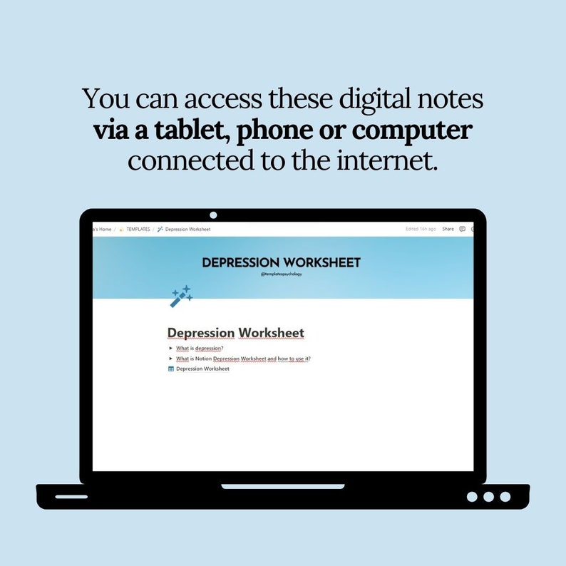 Notion Depression Worksheet Mental Health Workbook Depression ...