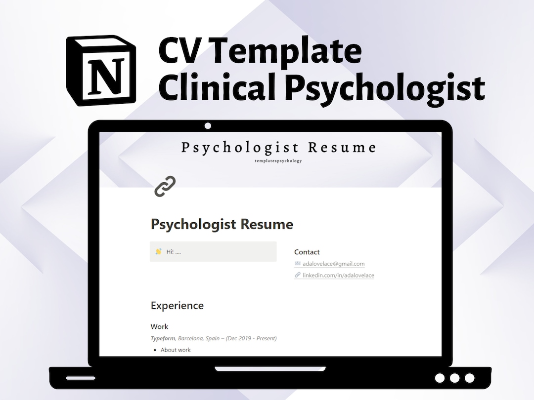 CV Template Clinical Psychologist, Psychologist Resume, Notion ...