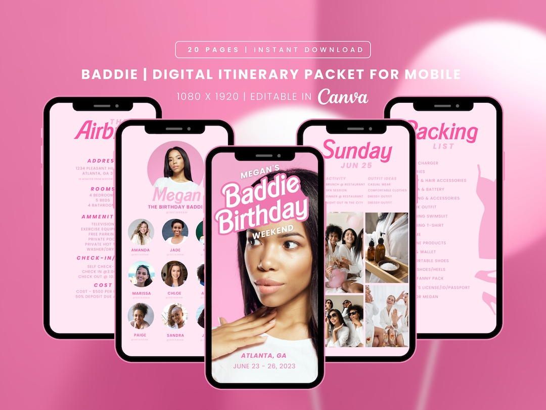 BADDIE | Baddie Birthday Weekend Travel Digital Itinerary Packet ...