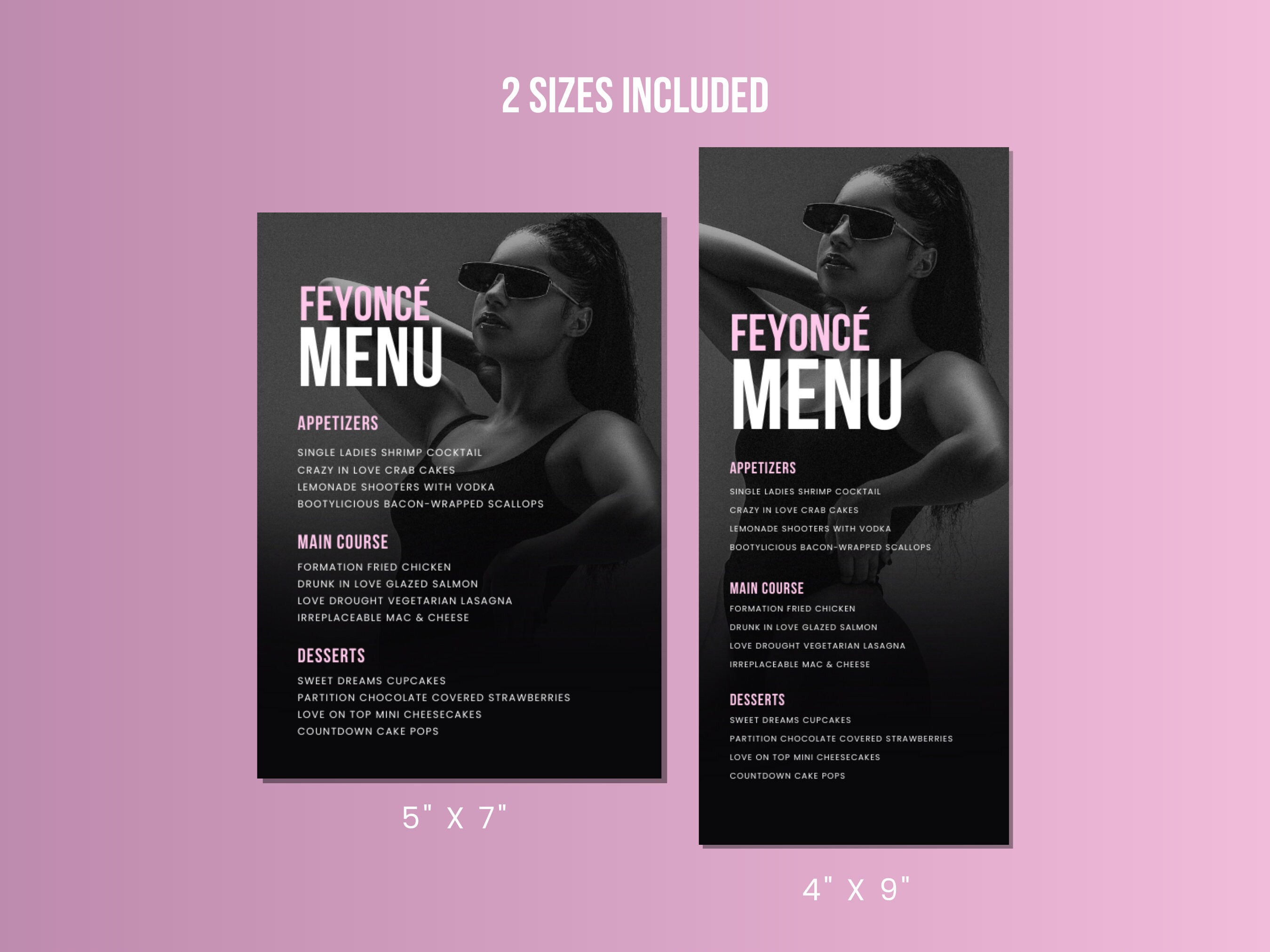 FEYONCÉ Printable Dinner Brunch Menu Card Template, 2 Styles, 2 Sizes ...
