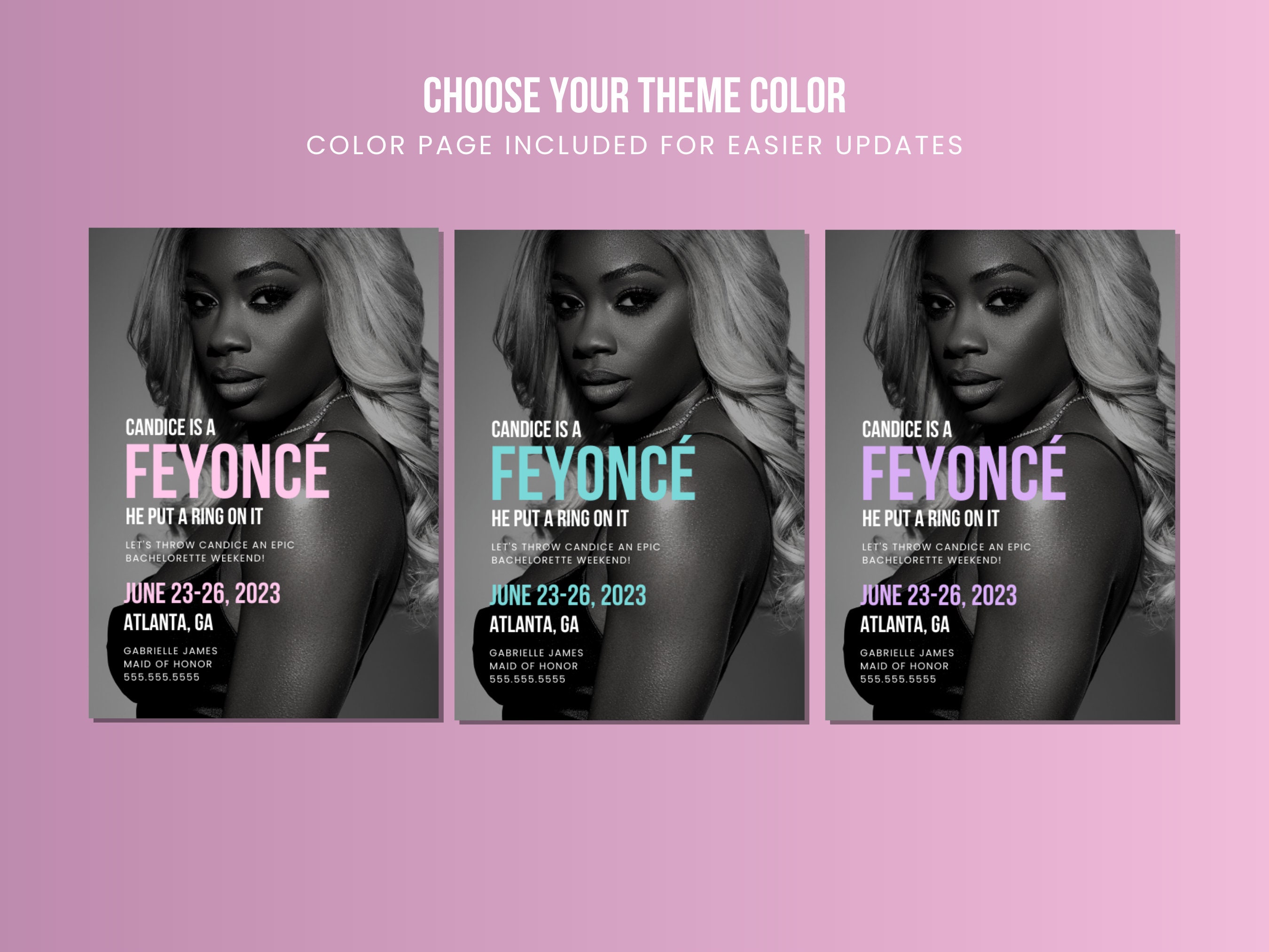 FEYONCÉ Printable Digital Invitation Template, 2 Styles, Instant ...