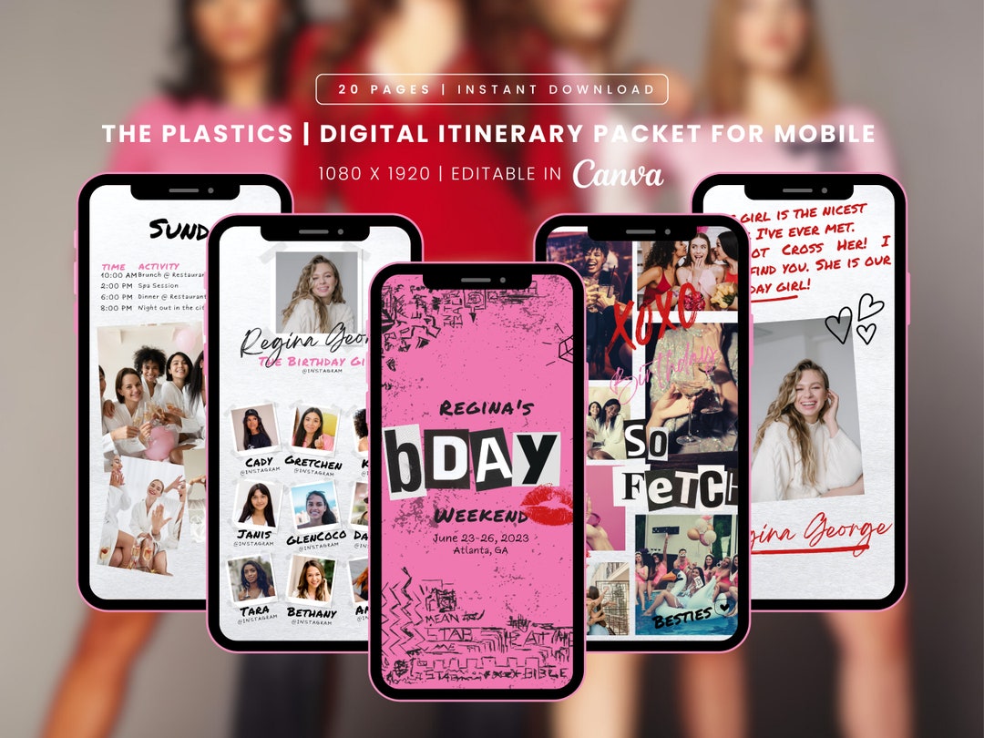 THE PLASTICS | Birthday Weekend Travel Digital Itinerary Packet ...