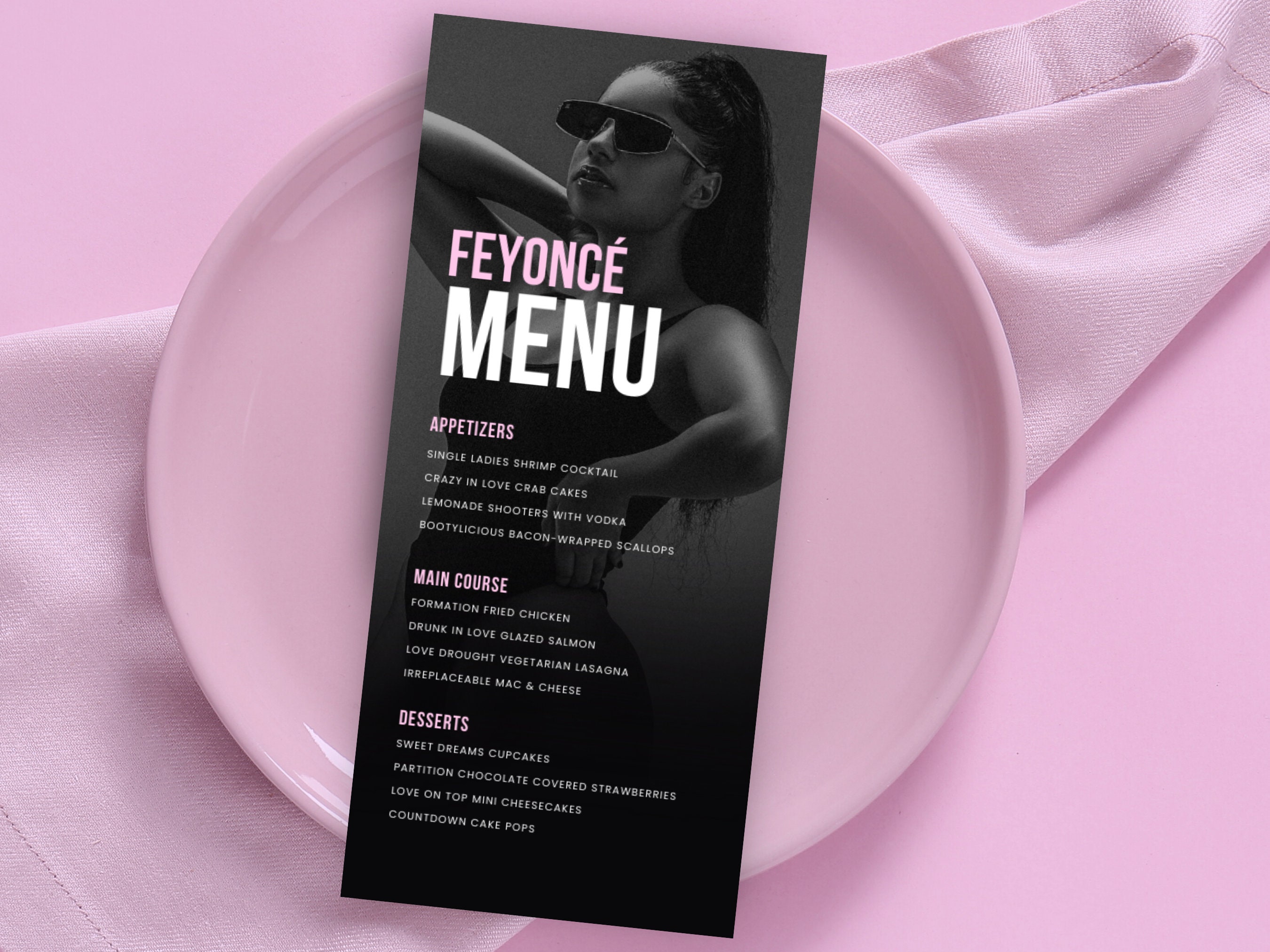 FEYONCÉ Printable Dinner Brunch Menu Card Template, 2 Styles, 2 Sizes ...