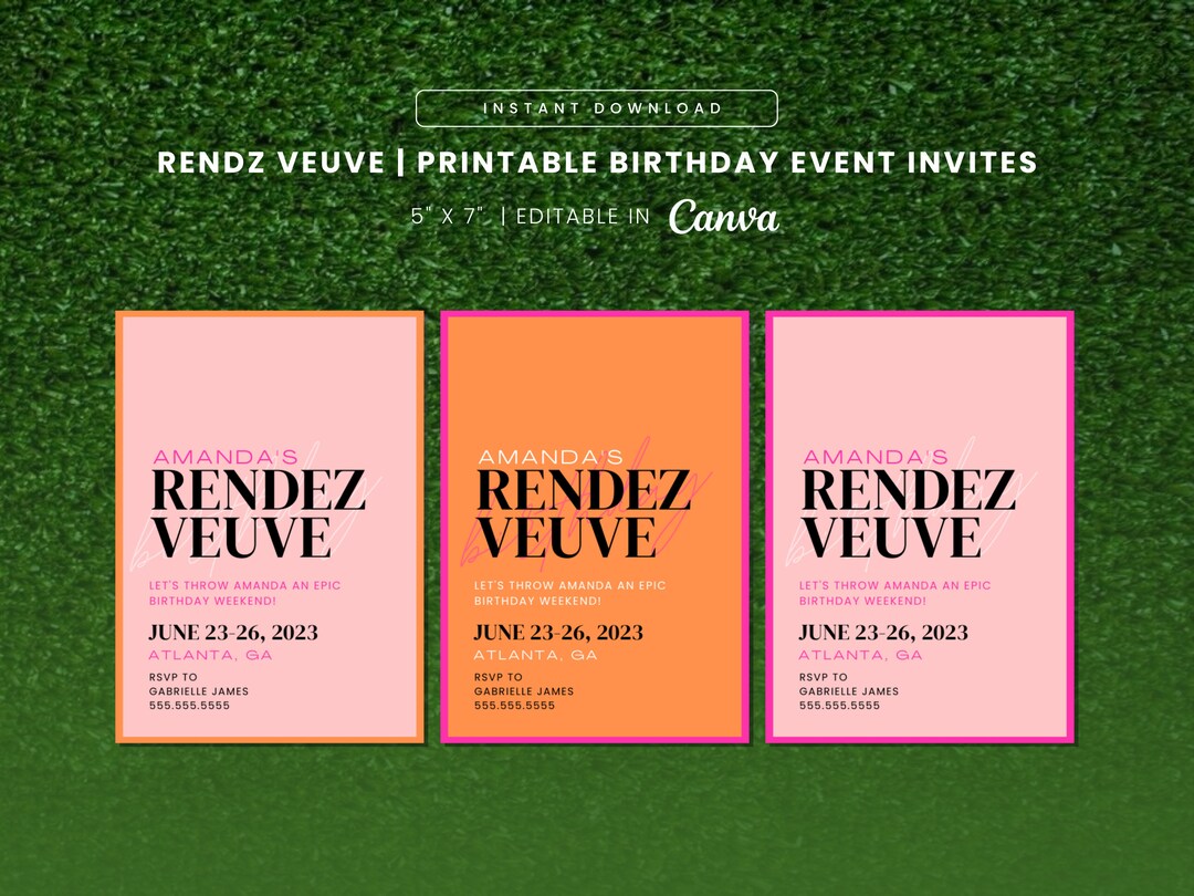 RENDEZ VEUVE | Printable Digital Invitation Template, 3 Styles, Instant ...