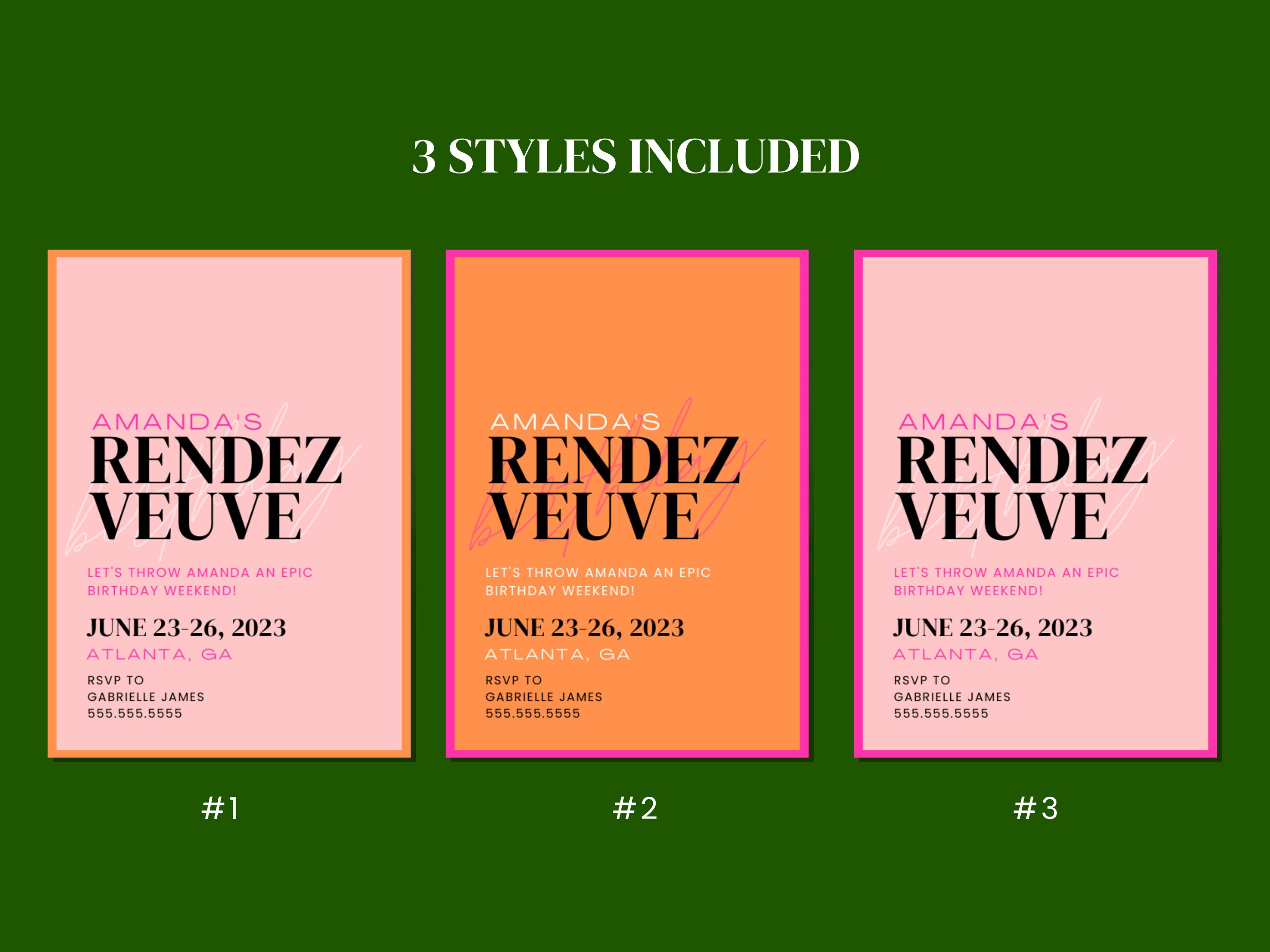 RENDEZ VEUVE | Printable Digital Invitation Template, 3 Styles, Instant ...