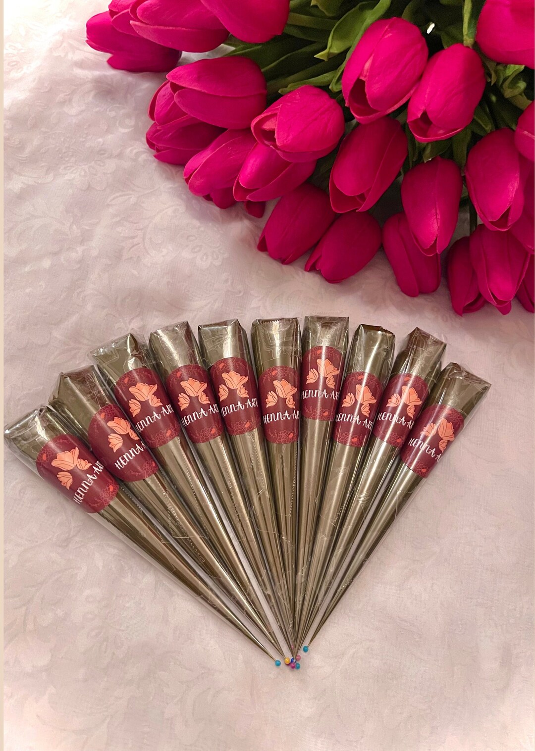 Set of (two) Organic Henna Cones (30g), Temporary Henna Tattoo, Reddish ...