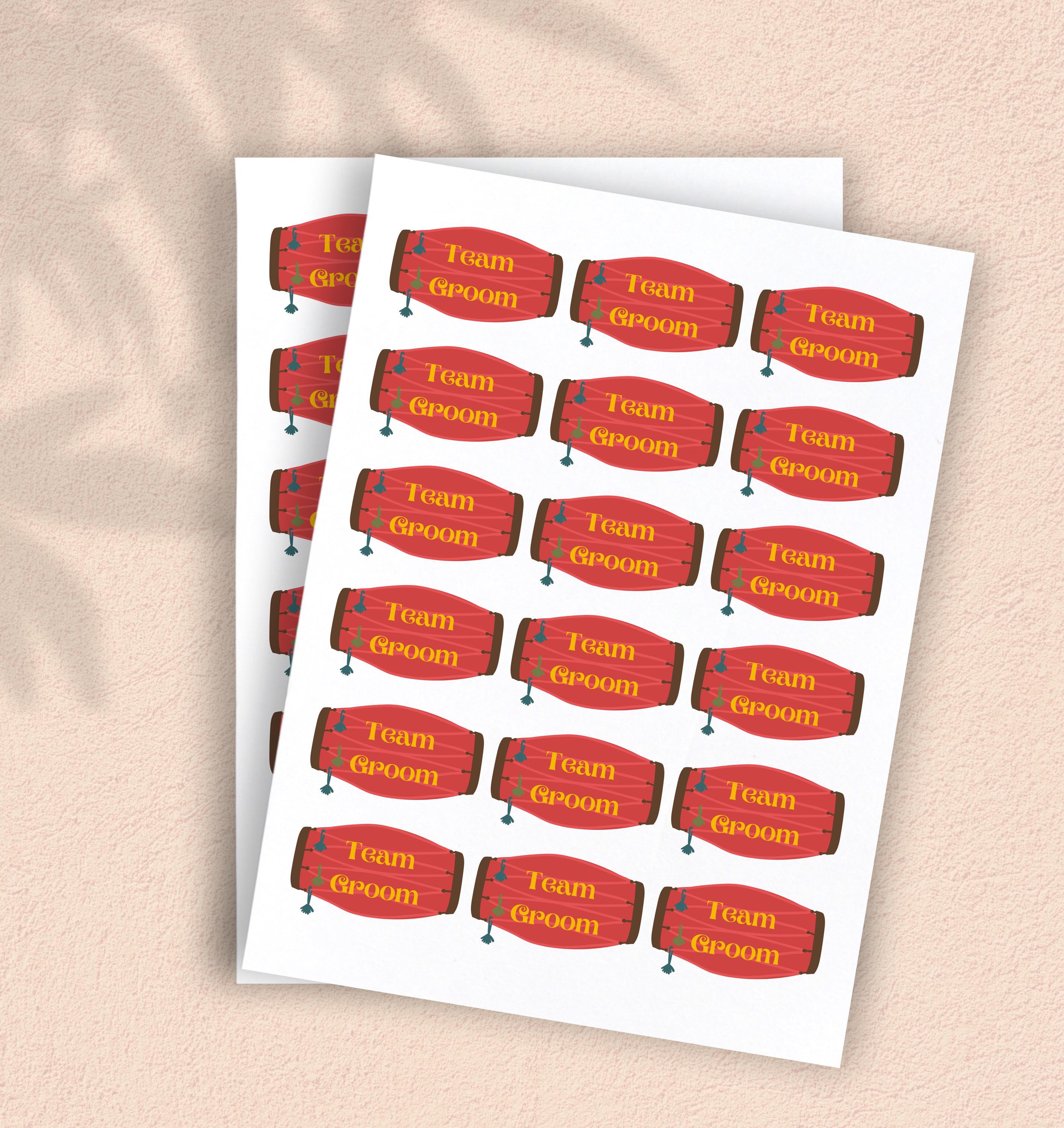 Digital Dholki Stickers, Team Bride, Team Groom, Khao Piyo, Mehndi Ki ...