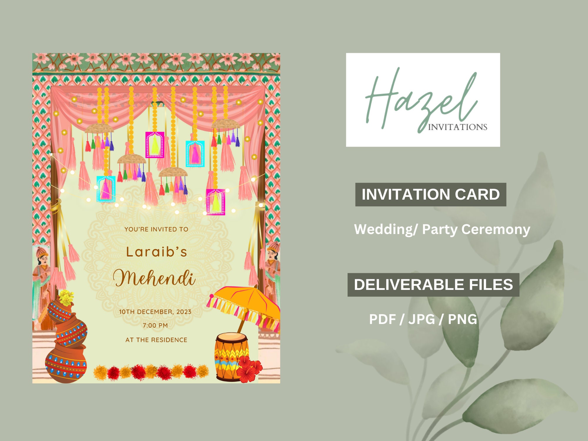 Mehndi Invitations as Mendhi Invites Henna Party, Mehendi Invites as ...