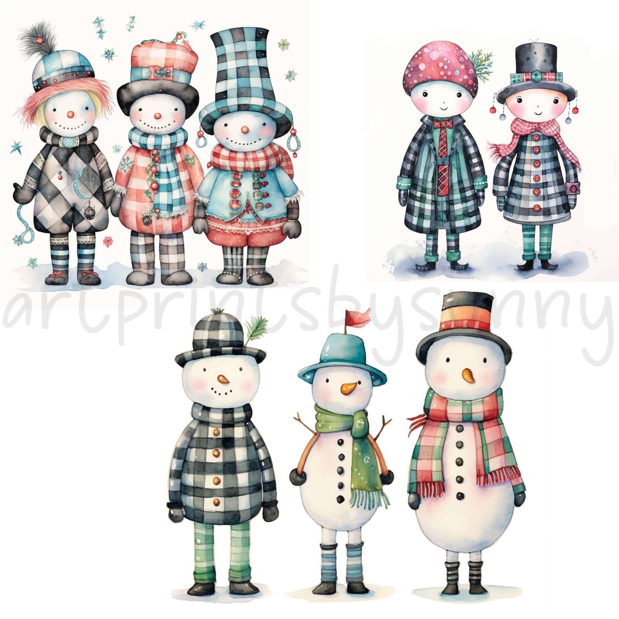 Snowman Clipart 15 High Quality JPG Printables, Winter Digital Download ...