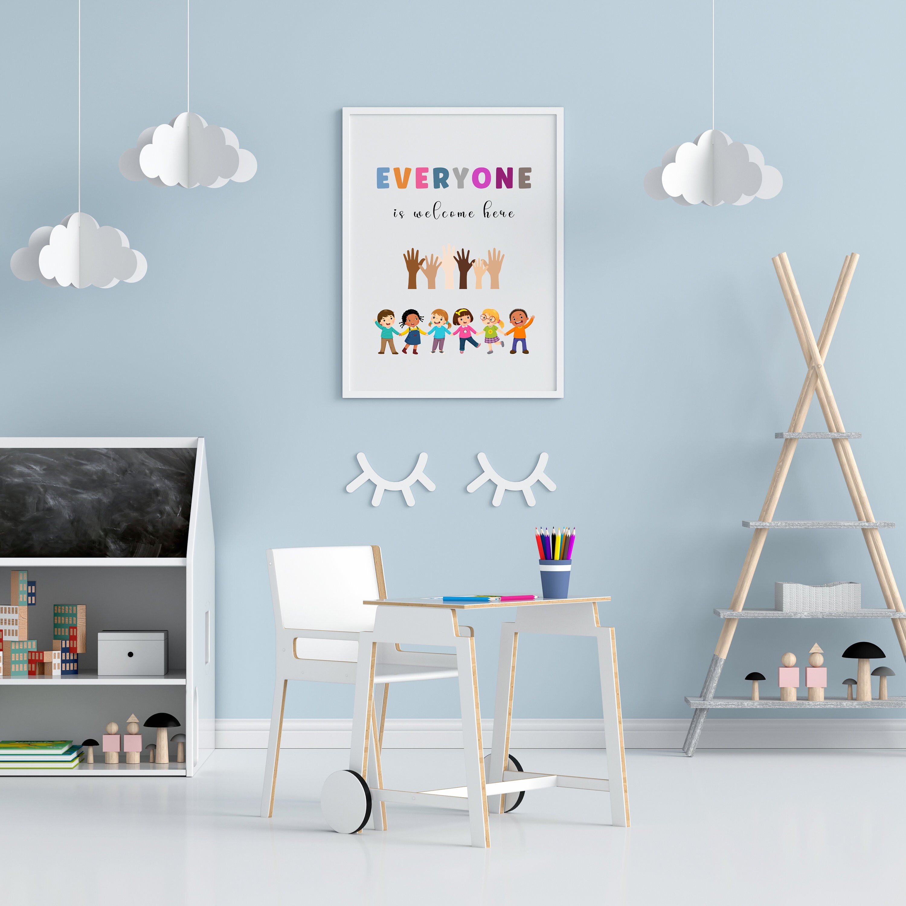 Everyone is Welcome Here Printable Art, Equality Classroom Decor ...