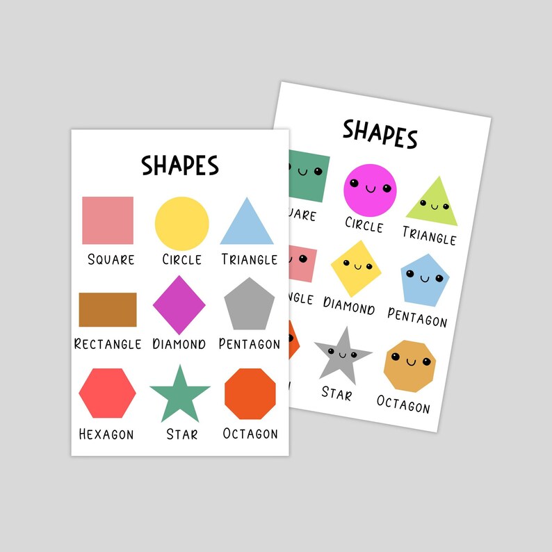 Shapes Educational Poster Montessori Poster Learn Shapes for Toddler ...