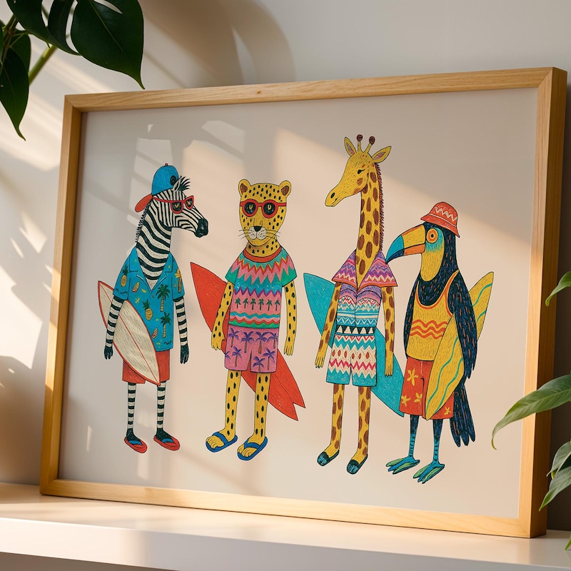 Surf Animals Art Print - Etsy