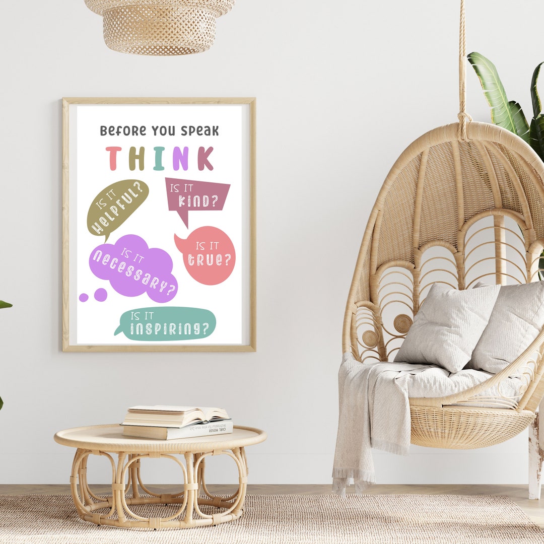 Think Before You Speak Wall Art, Motivational Poster, Think Acronym ...