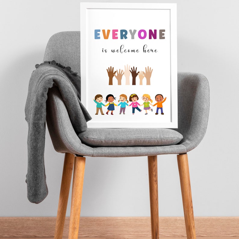 Everyone is Welcome Here Printable Art Equality Classroom - Etsy