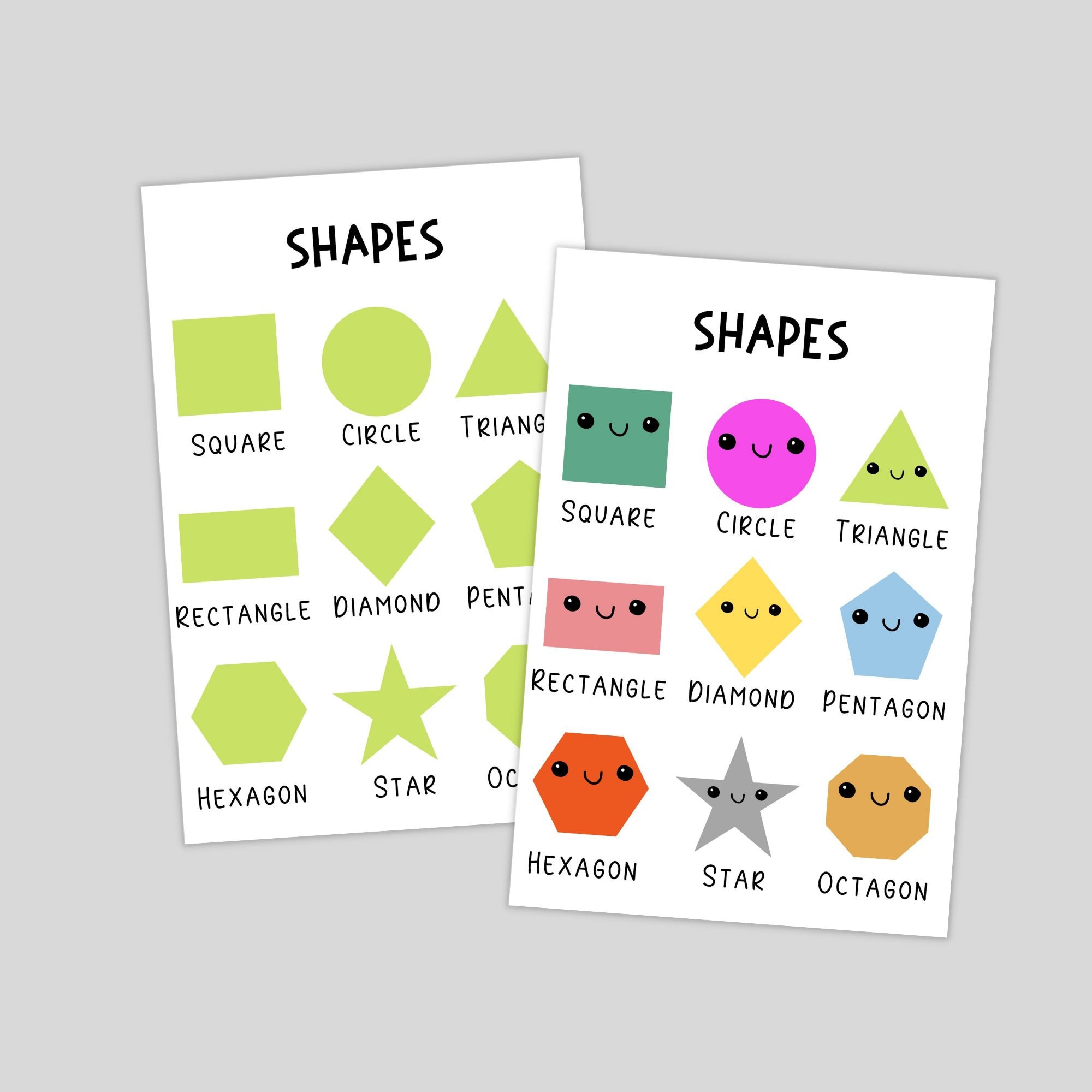Shapes Educational Poster Montessori Poster Learn Shapes for Toddler ...