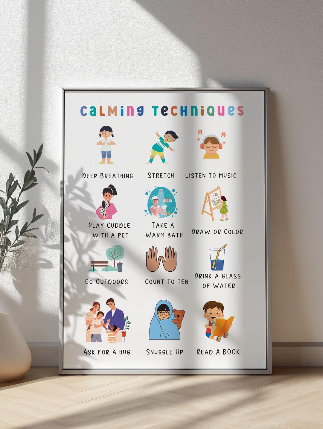 Printable Calming Techniques for Kids Poster, Feelings Emotions Control ...