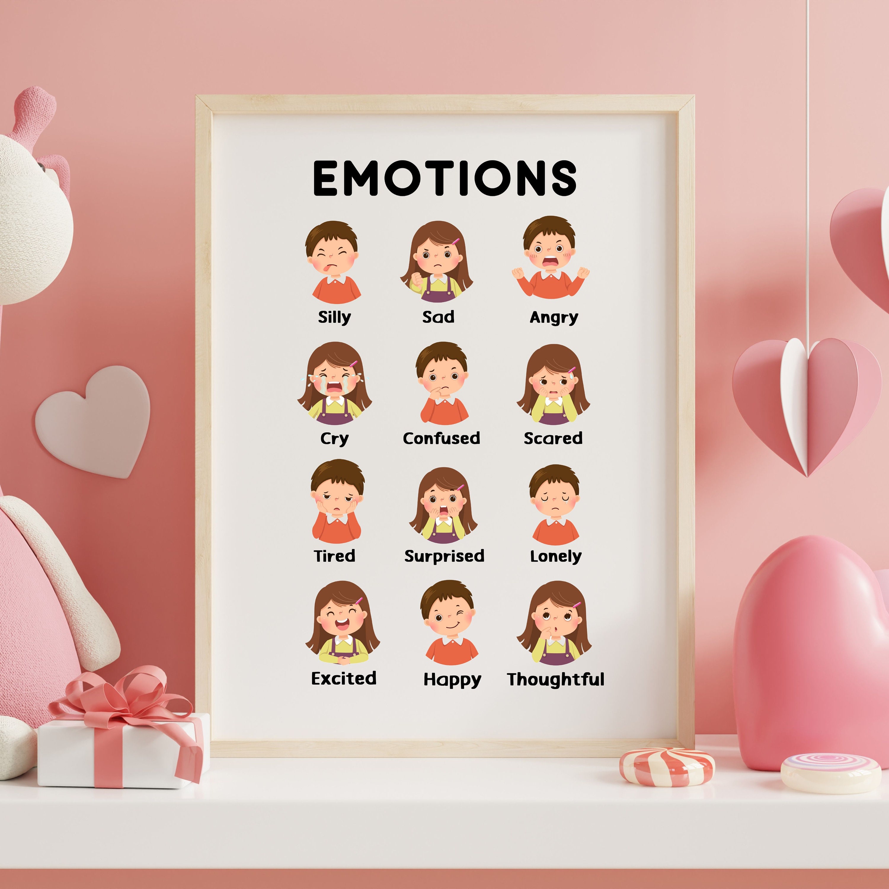 Rainbow Emotions Chart, Printable Feelings Chart, Montessori Homeschool ...
