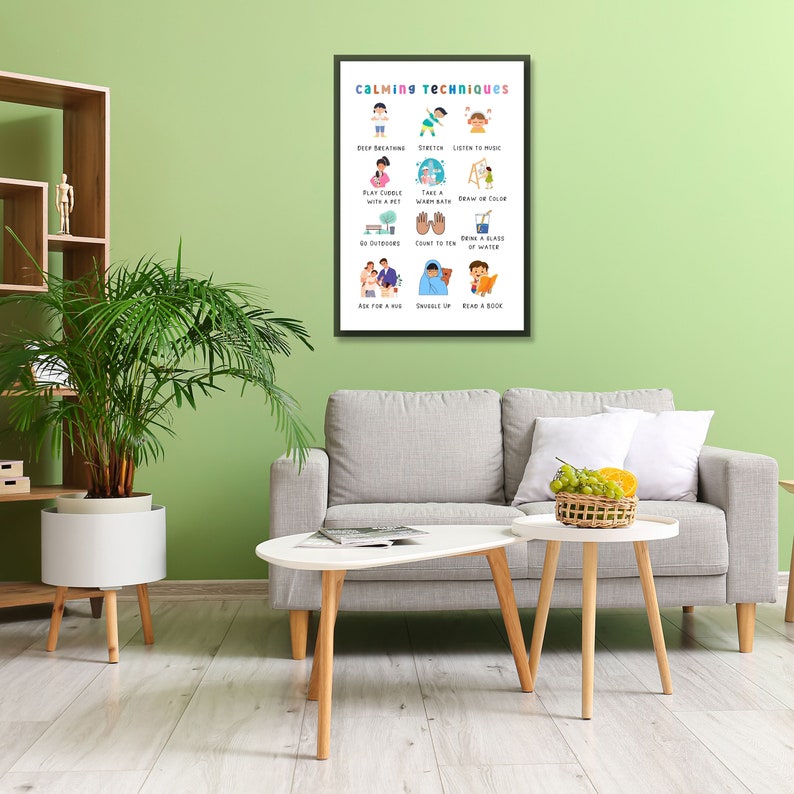 Printable Calming Techniques for Kids Poster, Feelings Emotions Control ...