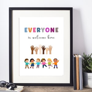 Everyone is Welcome Here Printable Art Equality Classroom - Etsy