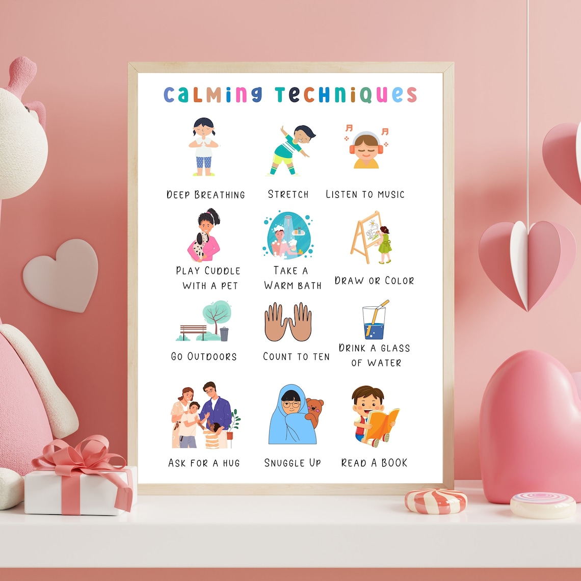 Printable Calming Techniques for Kids Poster, Feelings Emotions Control ...