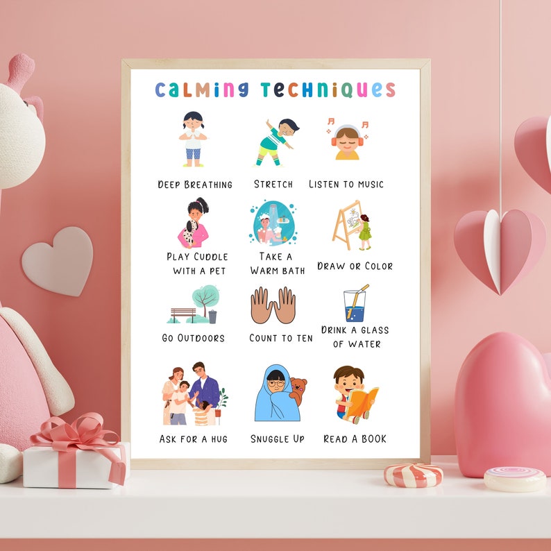 Printable Calming Techniques for Kids Poster, Feelings Emotions Control ...