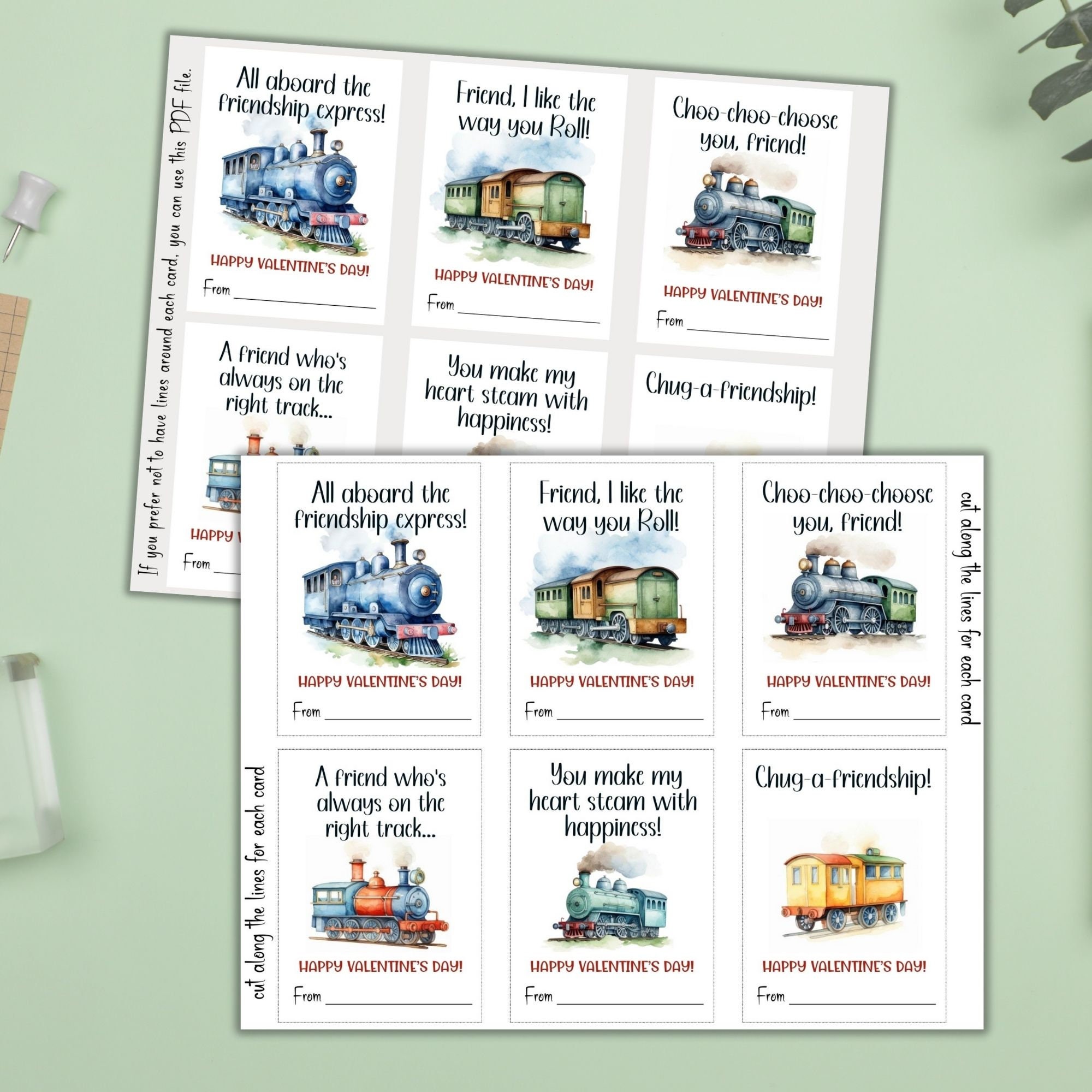 Printable Train Valentine's Cards, Preschool Valentines, Valentine's ...