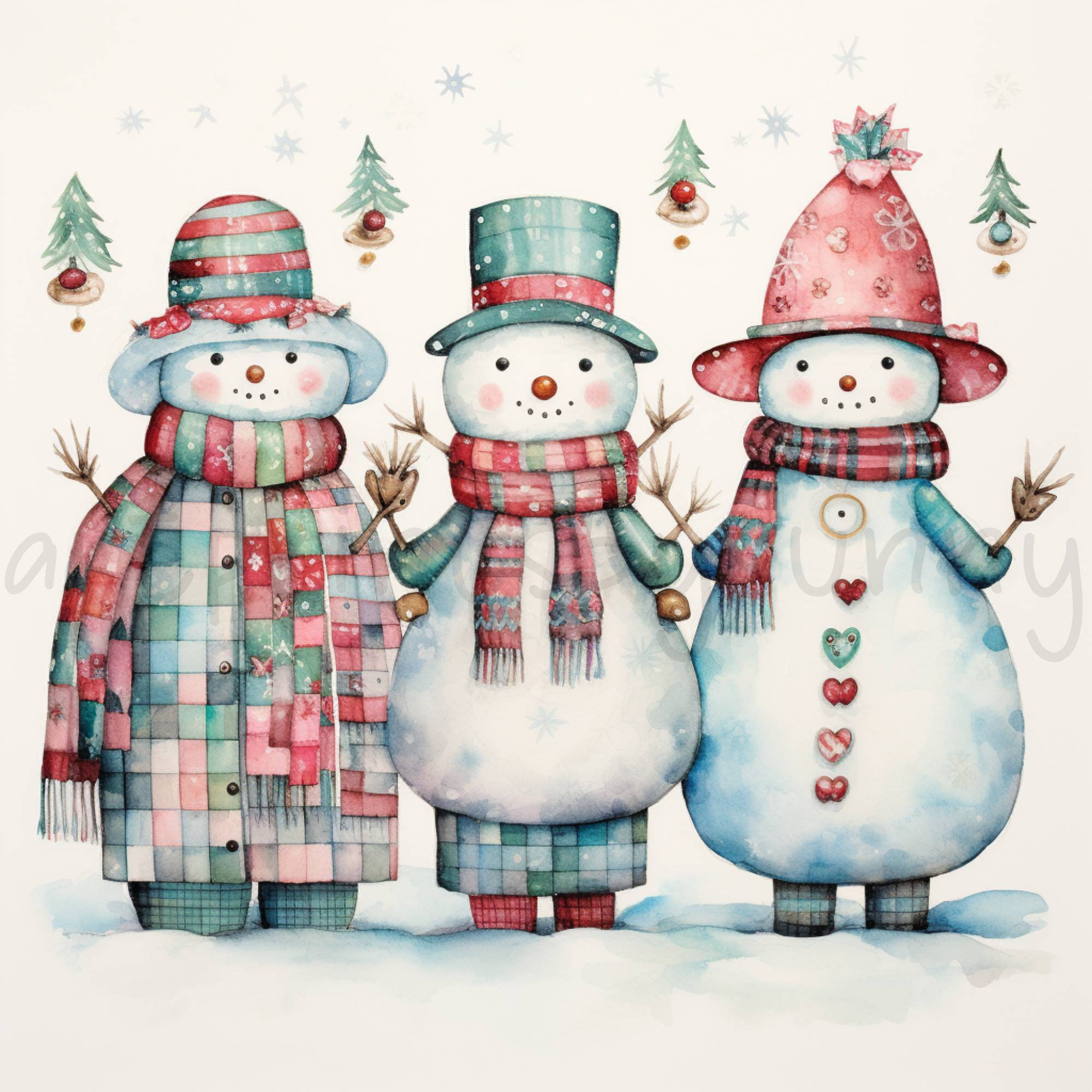 Snowman Clipart 15 High Quality JPG Printables Winter Digital - Etsy