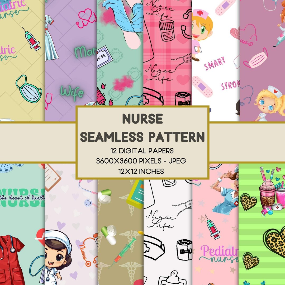 Nurse Seamless Pattern, Pediatric Nurse Oncology Gift, New Nurse ...